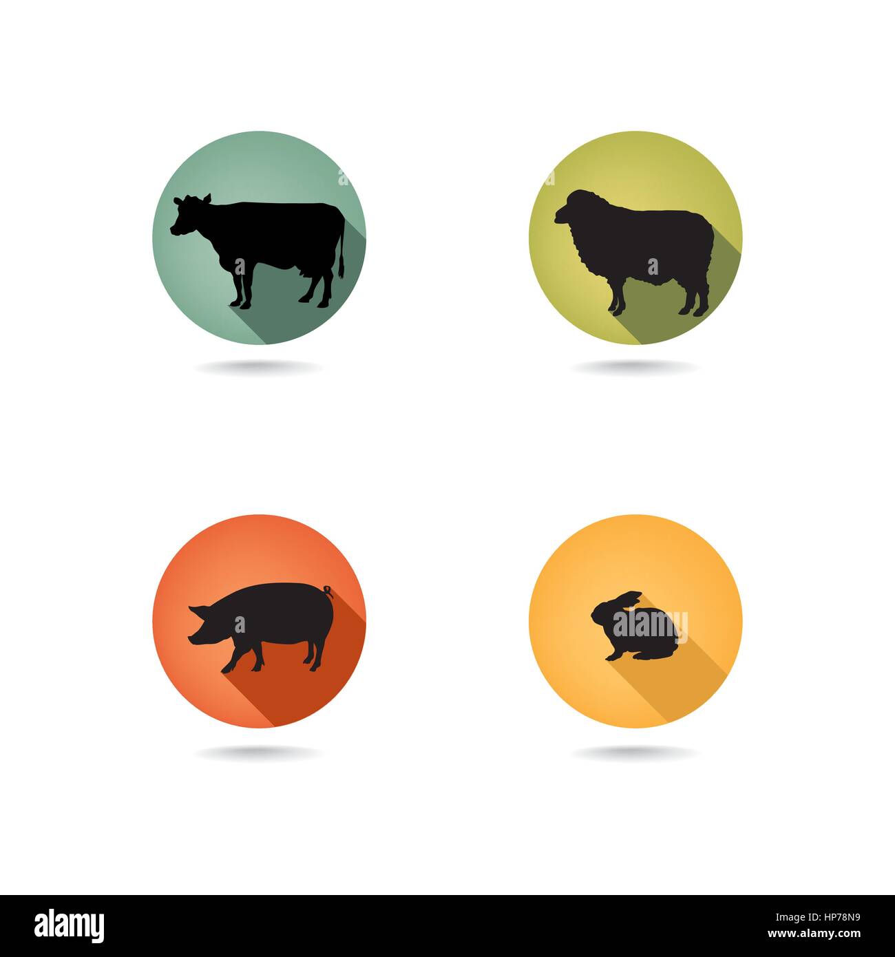 Farm animals. Vector set silhouette. Livestock icons Stock Vector Image ...