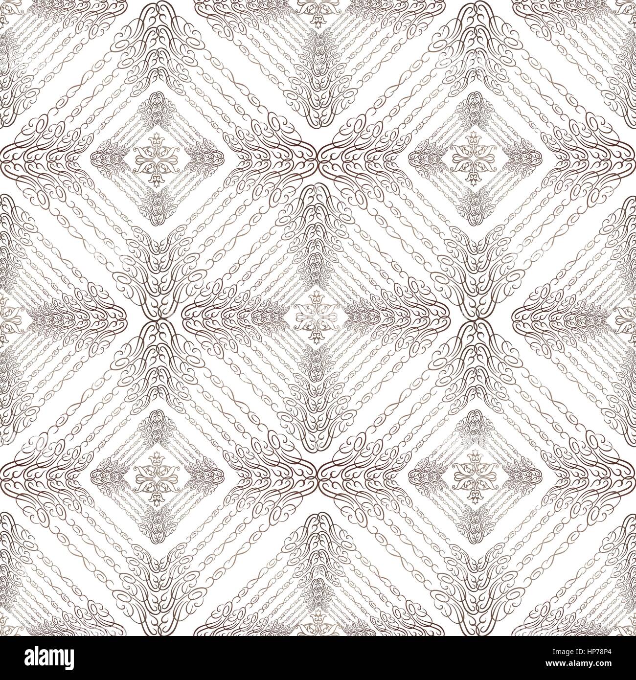 Abstract oriental square ornament. Arabic geometric swirl line seamless ...