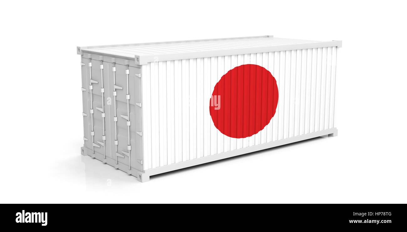 Japan flag on container on white background. 3d illustration Stock ...