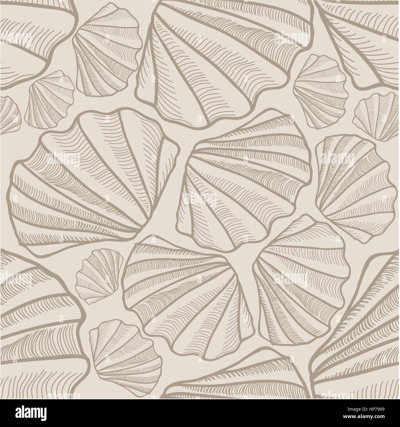 Seashell seamless pattern. Summer holiday marine background. Underwater ...