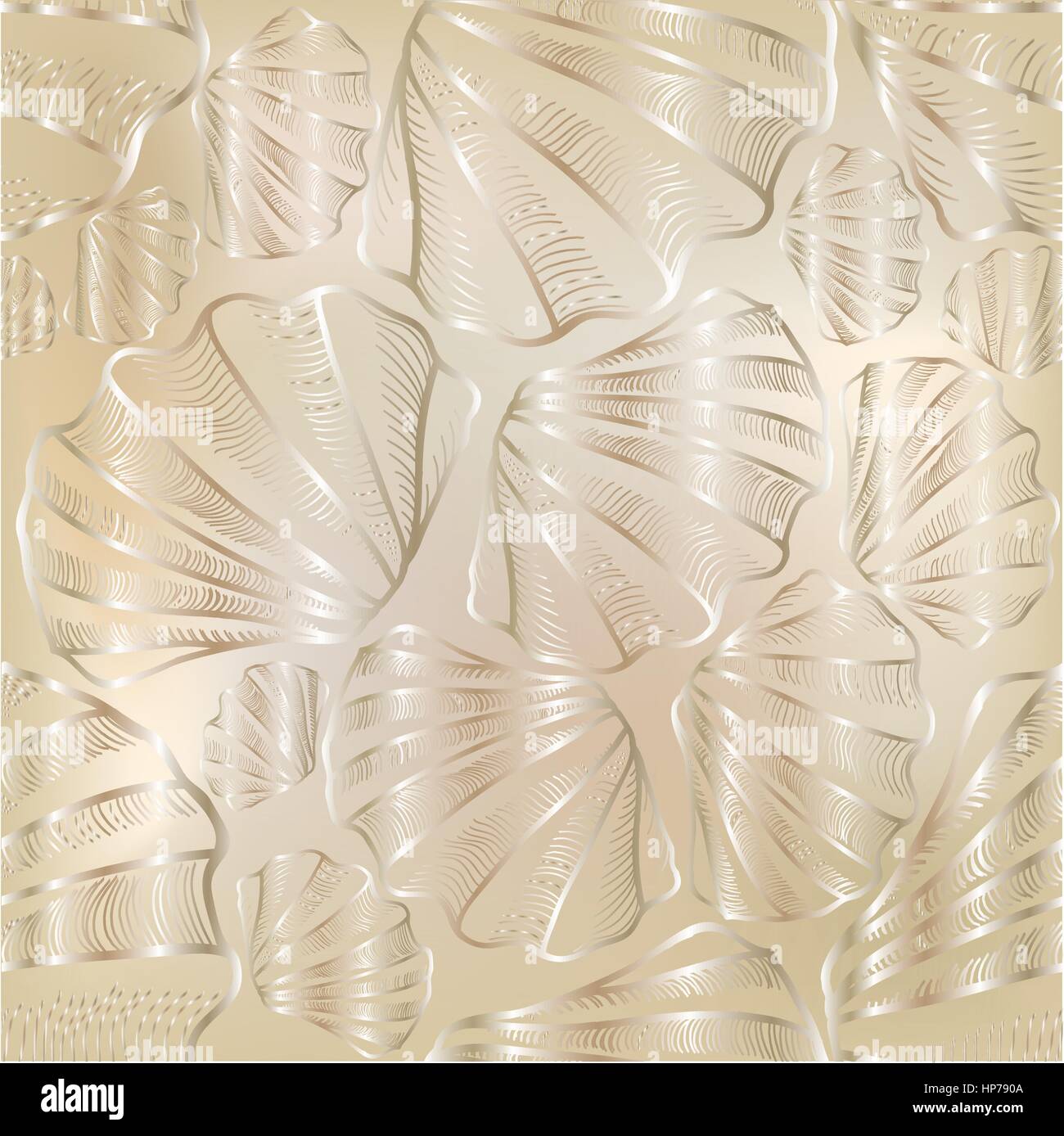 Seashell seamless pattern. Summer holiday marine background. Underwater ...