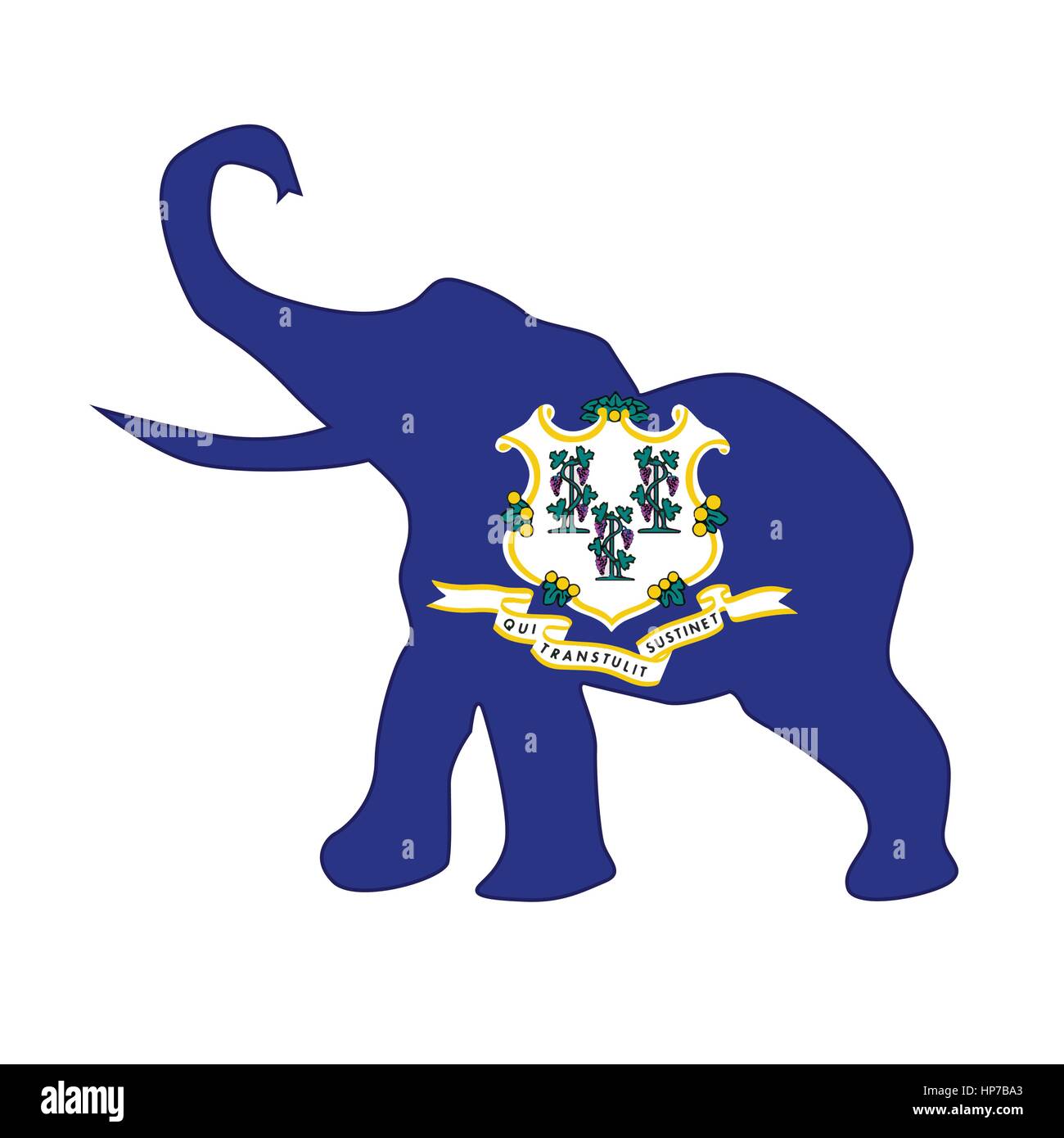 The Connecticut Republican elephant flag over a white background Stock ...