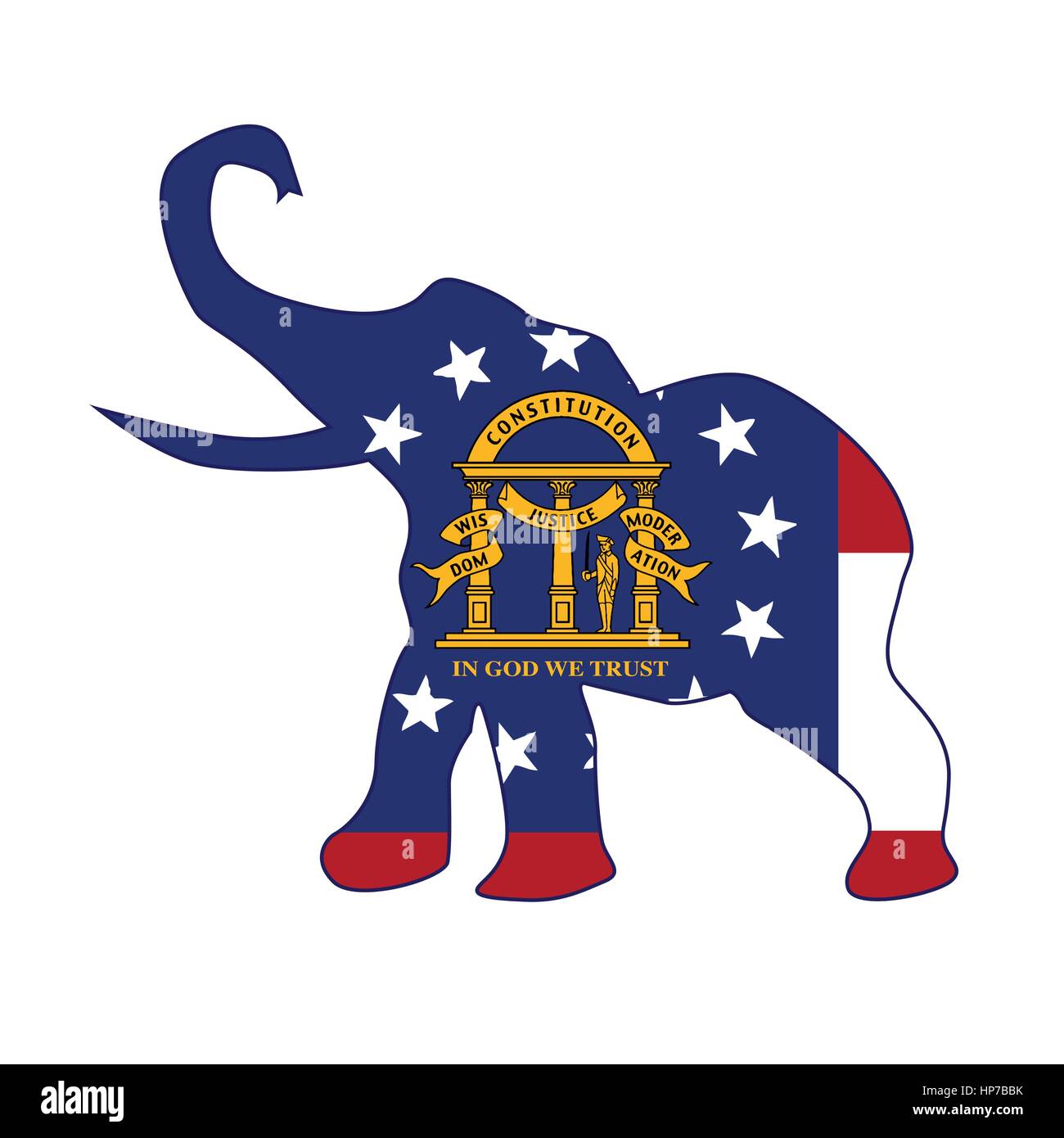 The Geotgia Republican elephant flag over a white background Stock ...