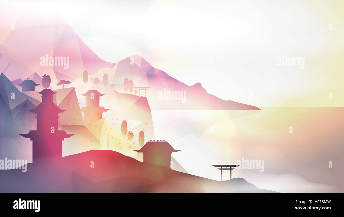 Japanese Landscape Background - Vector Illustration Stock Vector Image ...