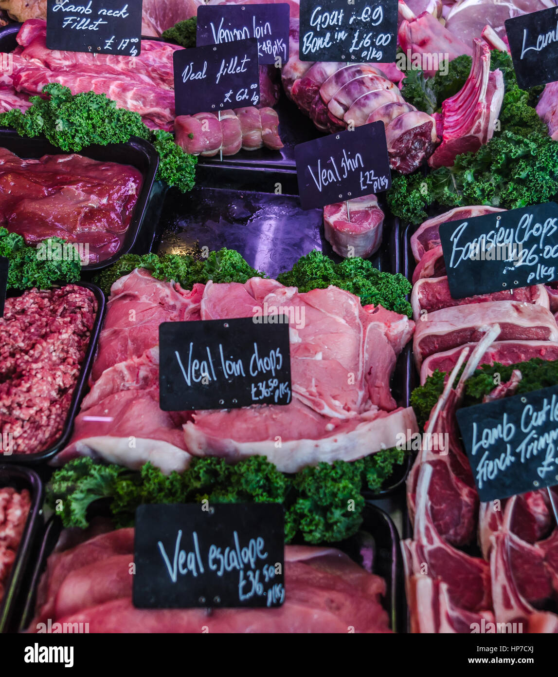 a large selection of meats, cold cuts and sausages with prices ...