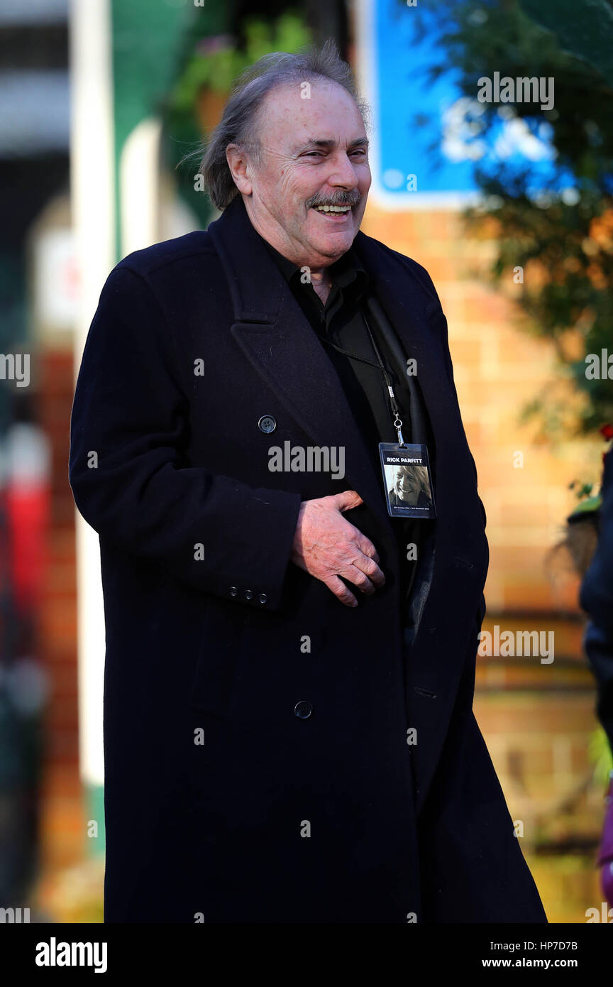 The funeral of Status Quo guitarist Rick Parfitt at Woking Crematorium ...