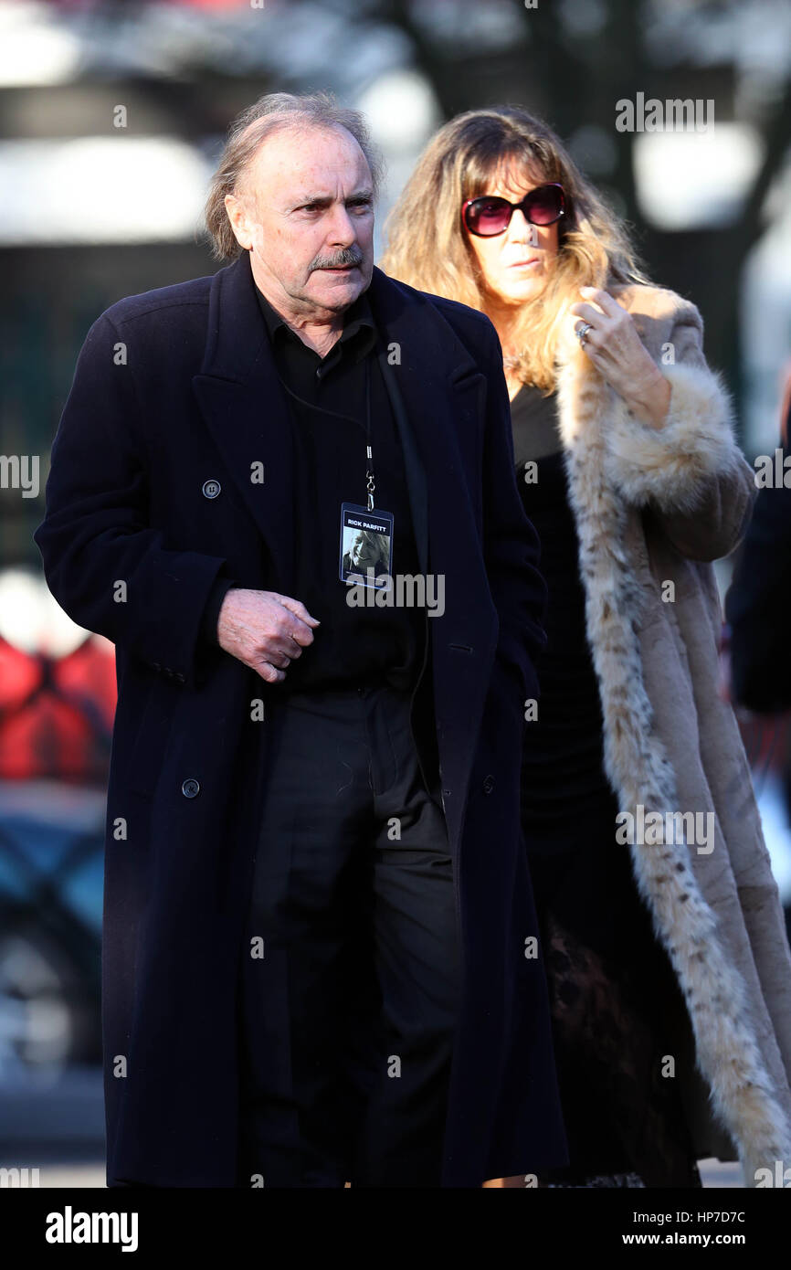 The funeral of Status Quo guitarist Rick Parfitt at Woking Crematorium ...