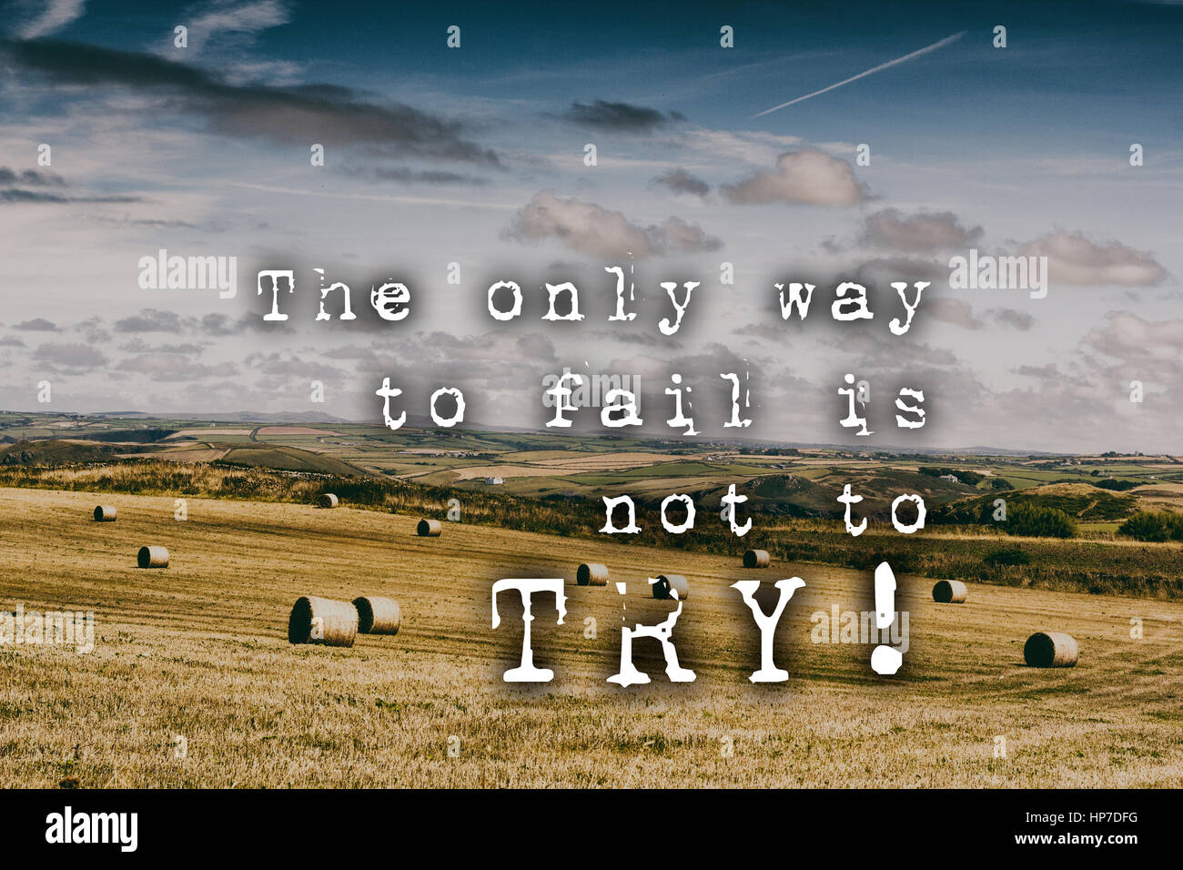 Inspirational motivational quote on a retro style background Stock ...