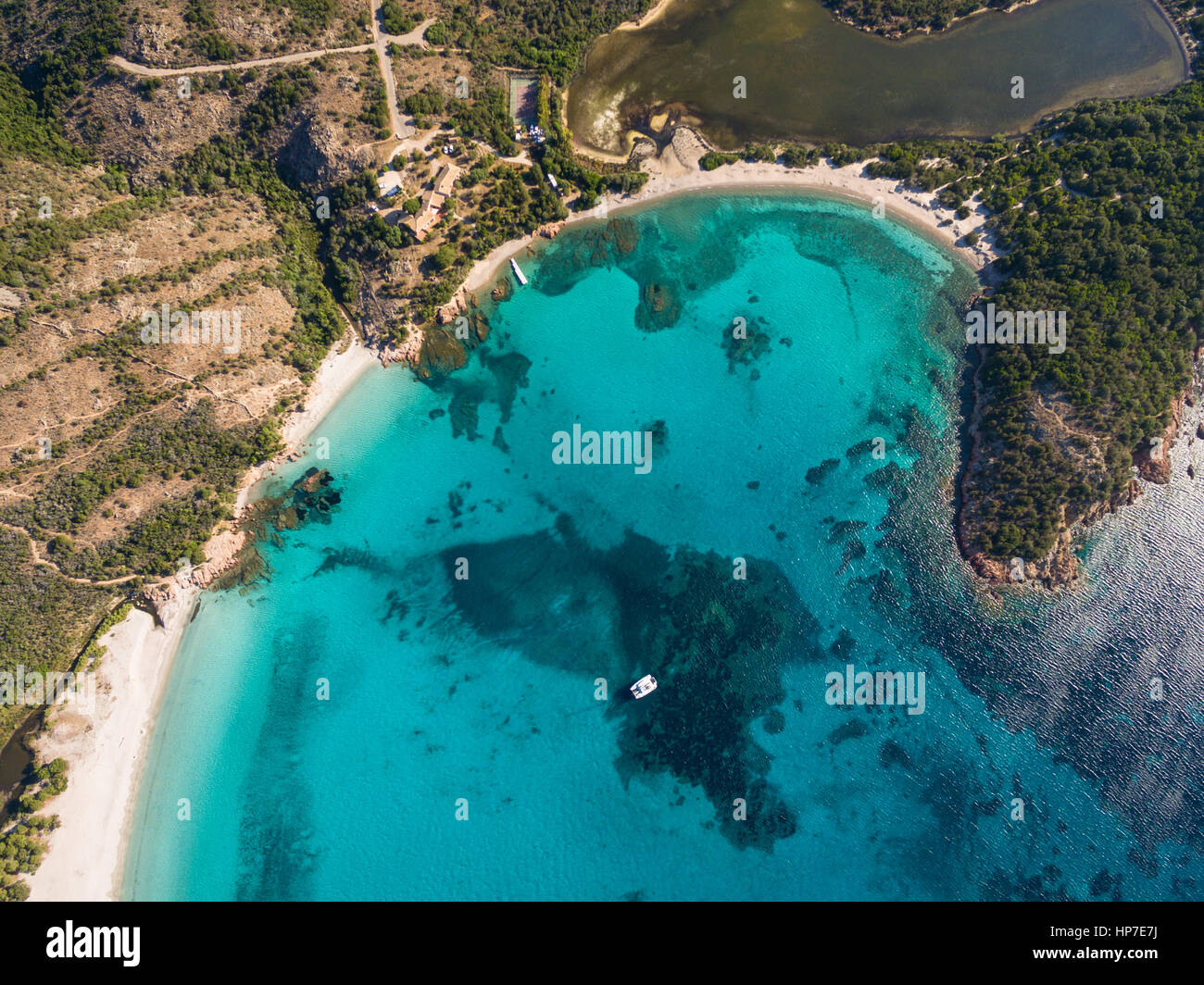 Aerial view of Rondinara beach in Corsica Island in France Stock Photo ...