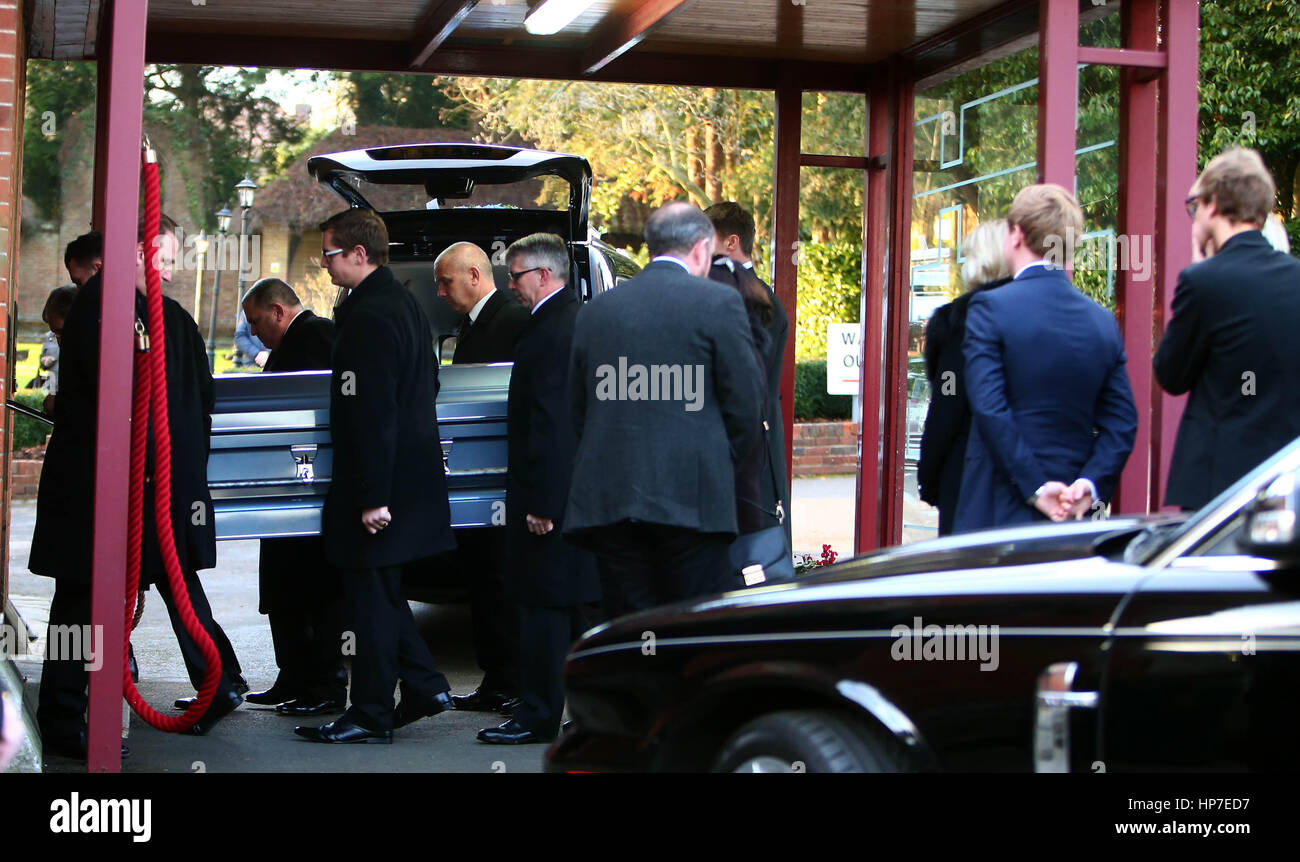 The funeral of Status Quo guitarist Rick Parfitt at Woking Crematorium ...