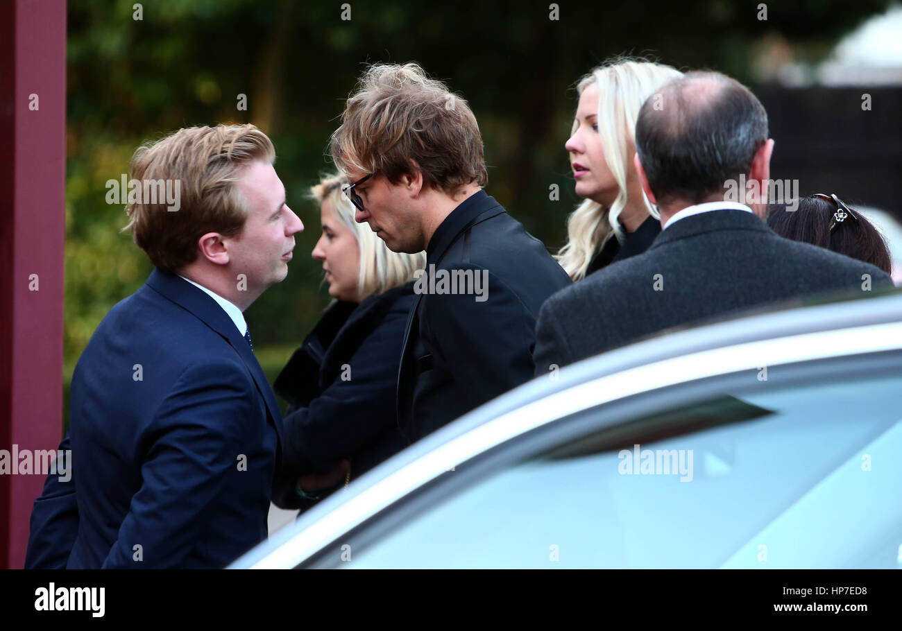 The funeral of Status Quo guitarist Rick Parfitt at Woking Crematorium ...