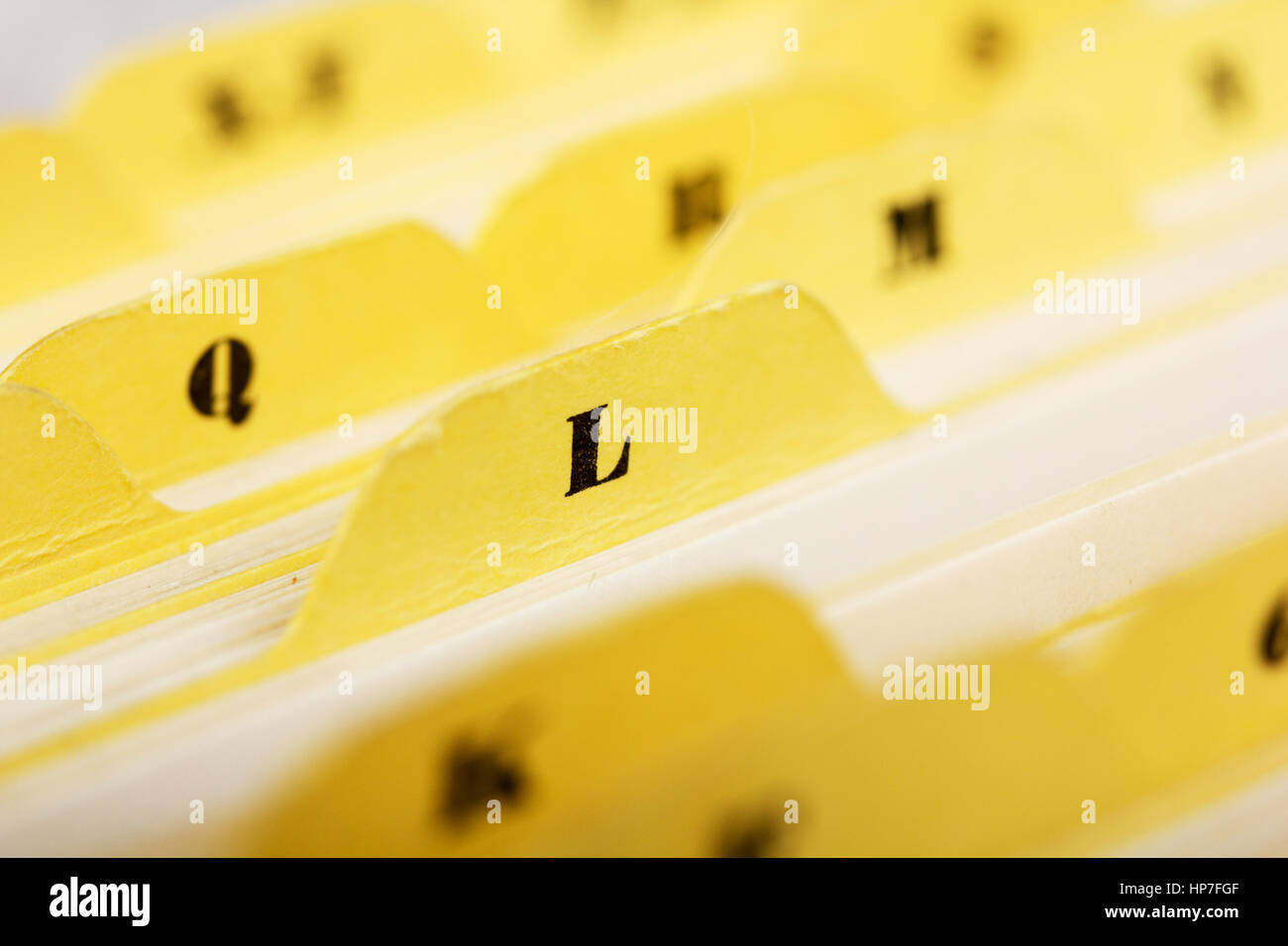 Close up of alphabetical index cards in a box Stock Photo - Alamy
