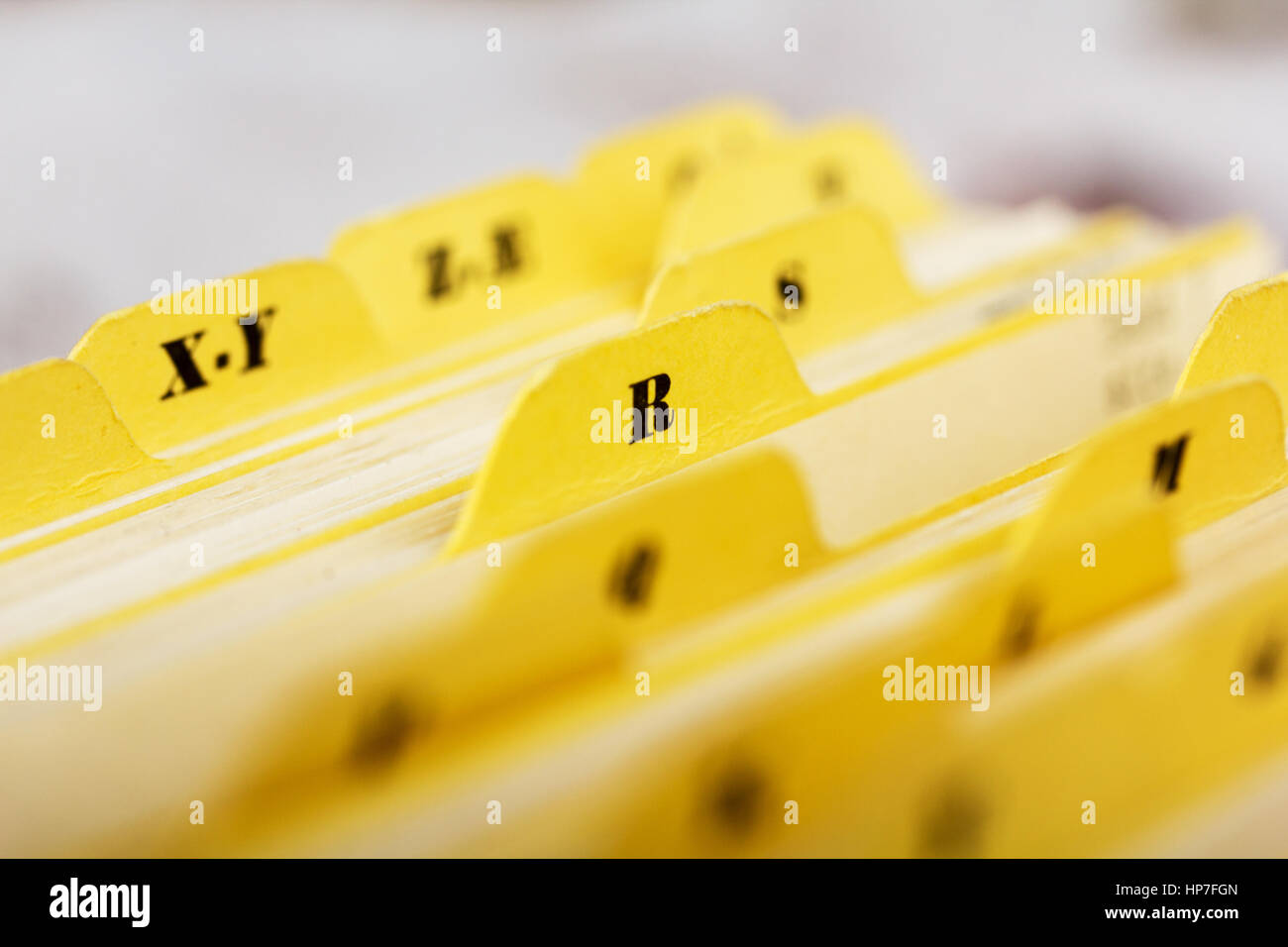 Close up of alphabetical index cards in a box Stock Photo - Alamy