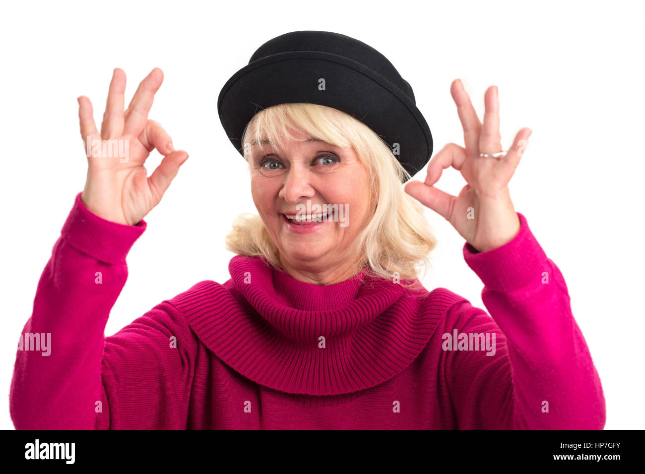 Okay sign satisfied senior woman hi-res stock photography and images ...