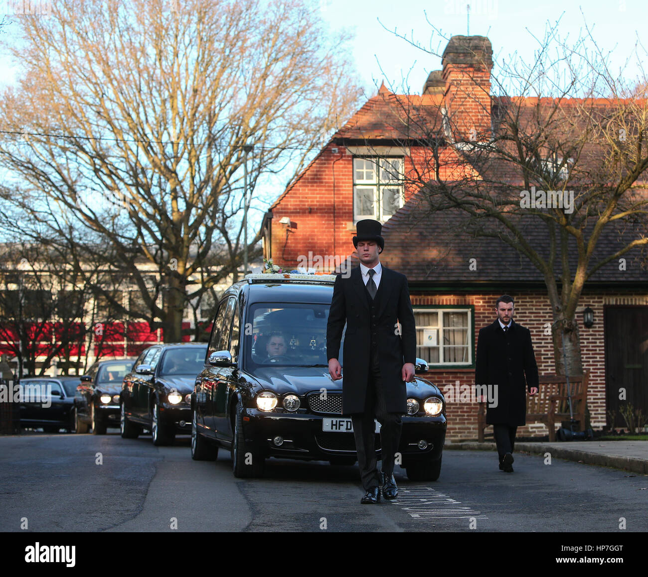 The funeral of Status Quo guitarist Rick Parfitt at Woking Crematorium ...