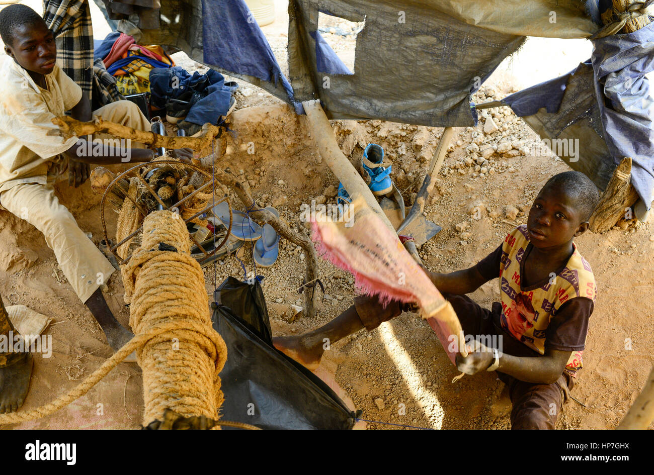 BURKINA FASO , Fada N´Gourma, village TINDANGOU, gold mining Camp PAMA ...