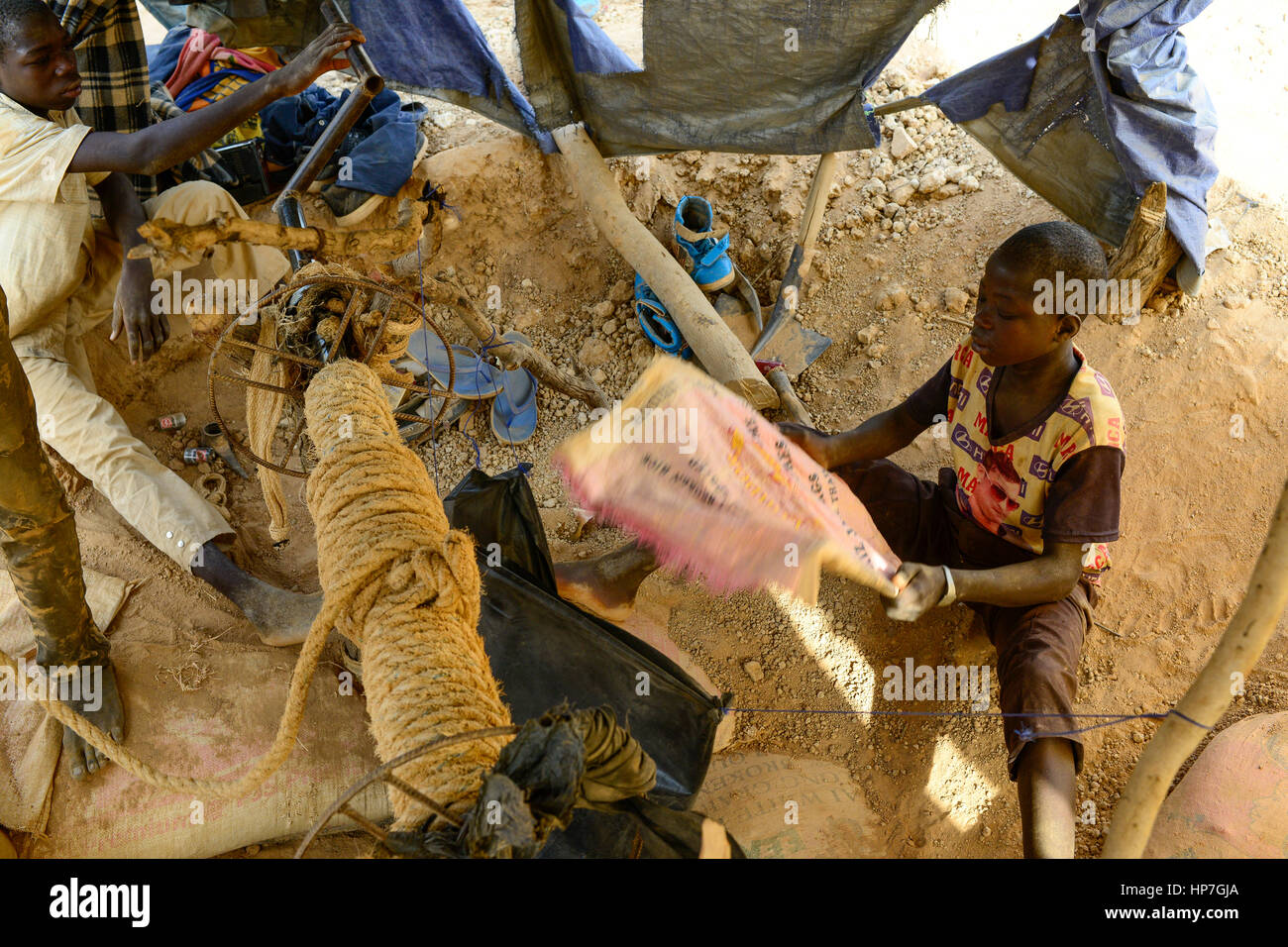 BURKINA FASO , Fada N´Gourma, village TINDANGOU, gold mining Camp PAMA ...