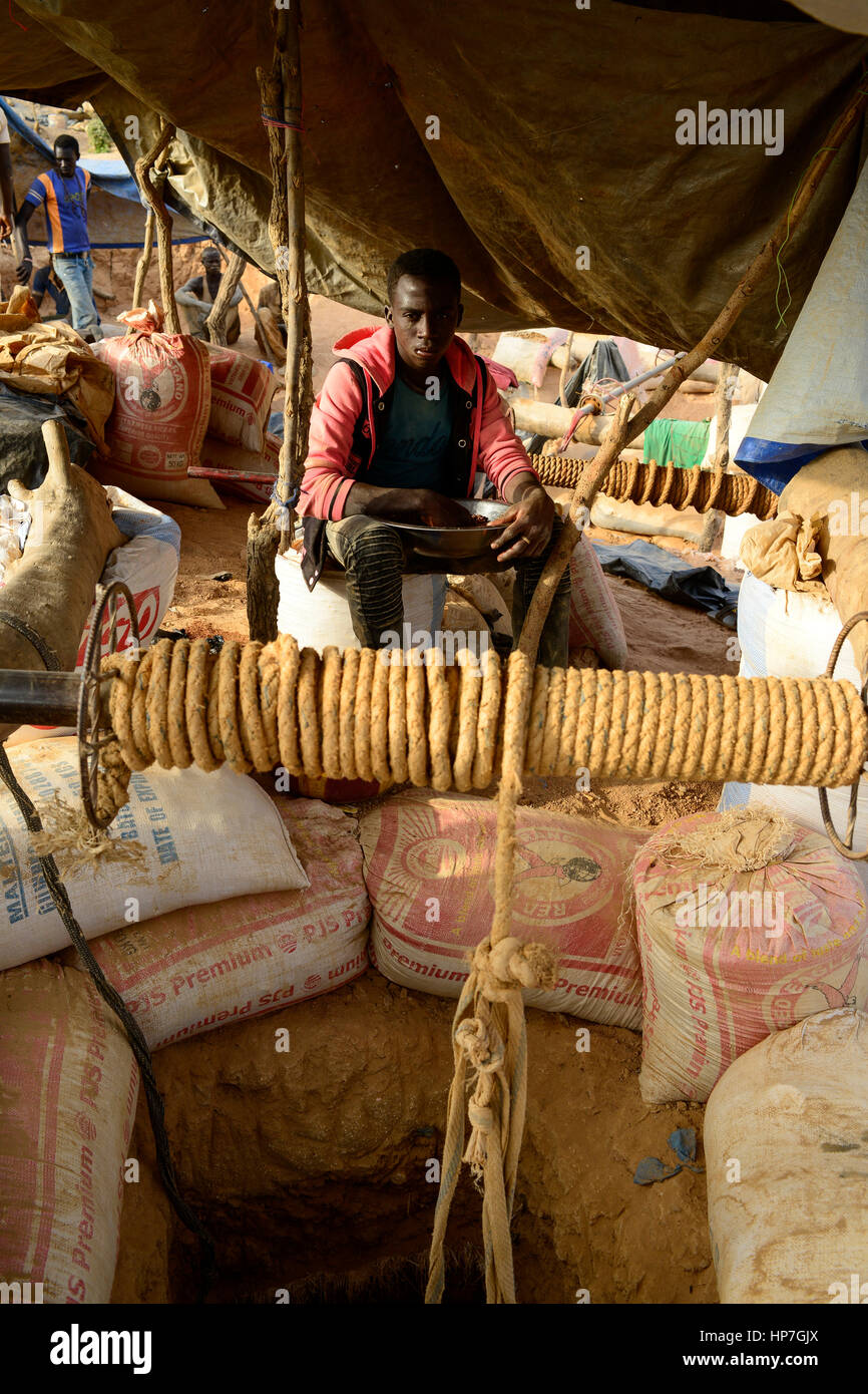BURKINA FASO , Fada N´Gourma, village TINDANGOU, gold mining Camp PAMA ...