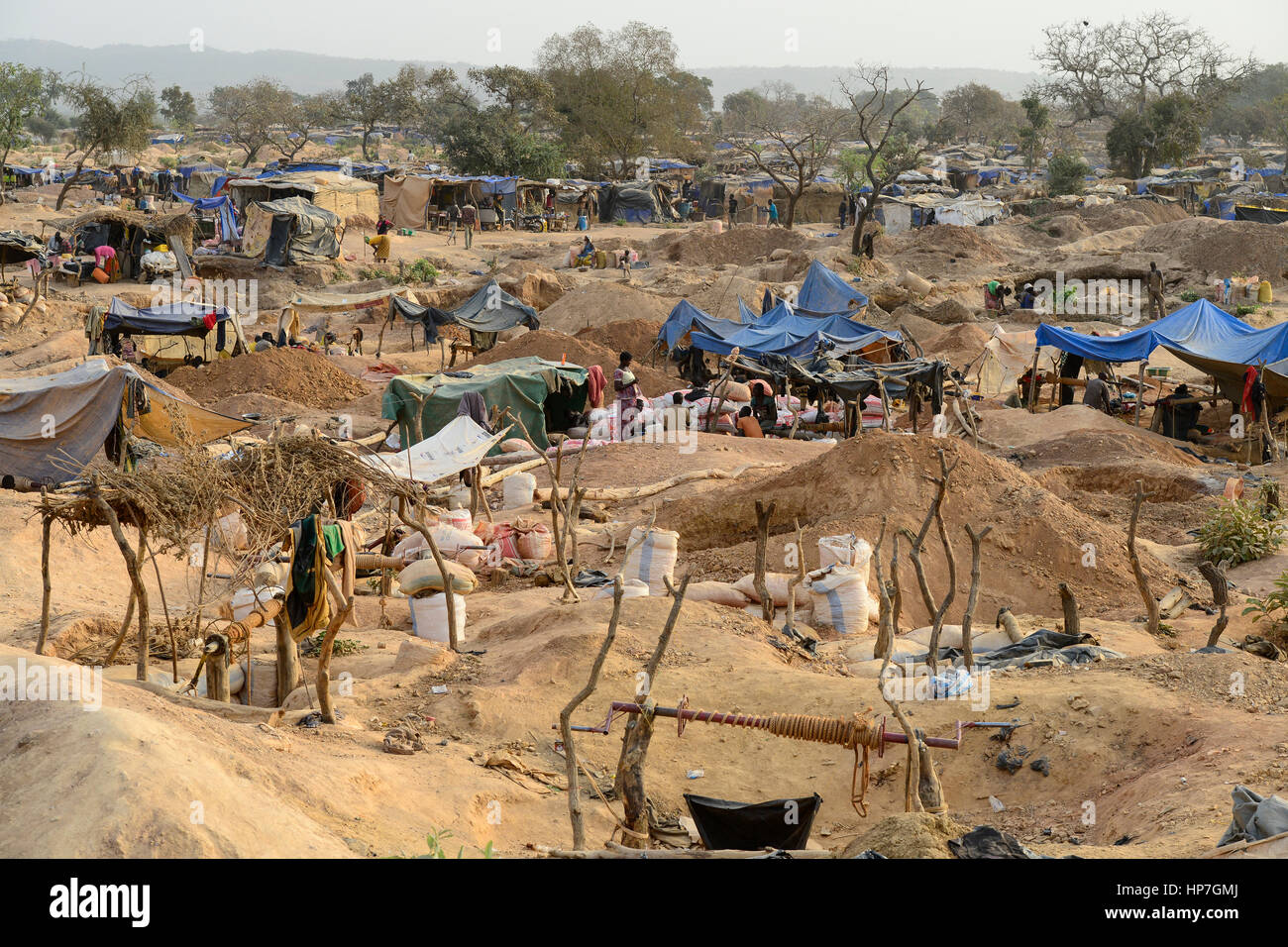 BURKINA FASO , Fada N´Gourma, village TINDANGOU, gold mining Camp PAMA ...