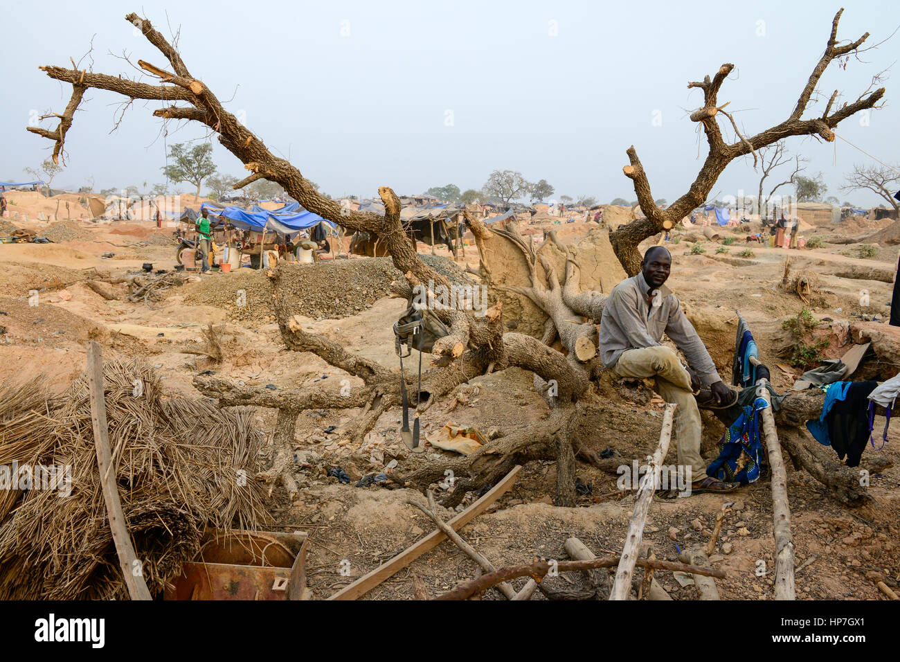 BURKINA FASO , Fada N´Gourma, village TINDANGOU, gold mining Camp PAMA ...