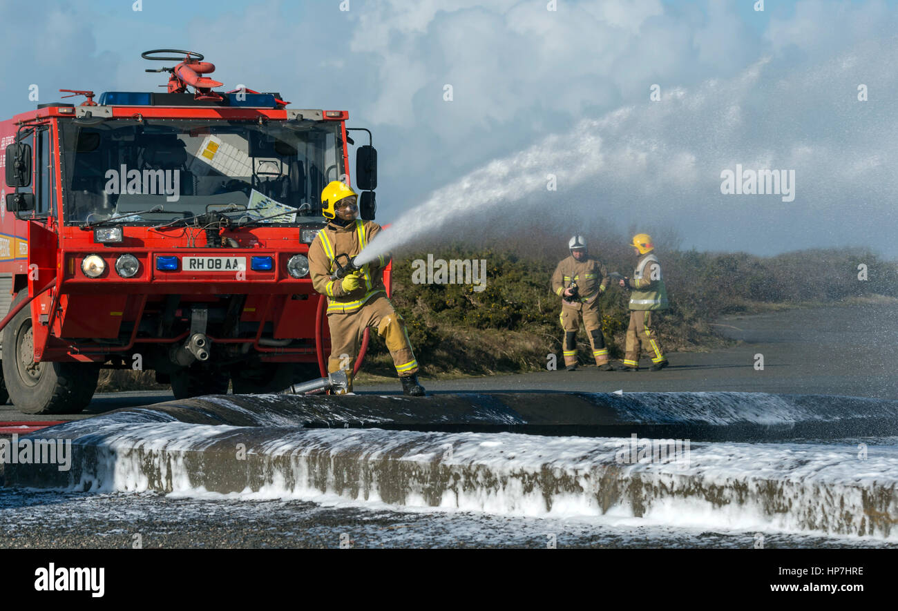 Royal Navy Crash/Fire Exercise Predannack Airfield Stock Photo - Alamy