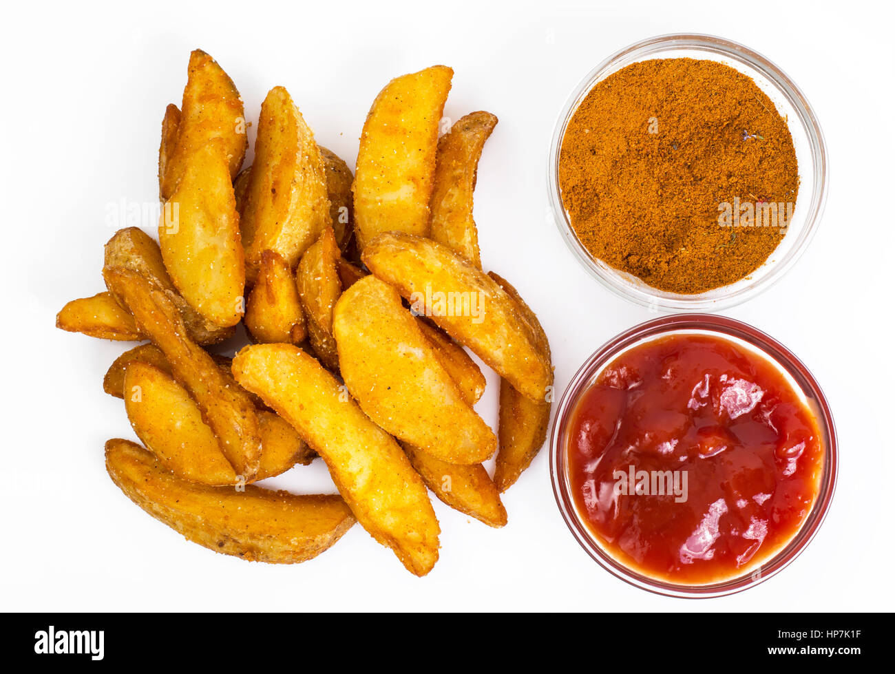 Fast food, potato slices on white background. Studio Photo Stock Photo ...