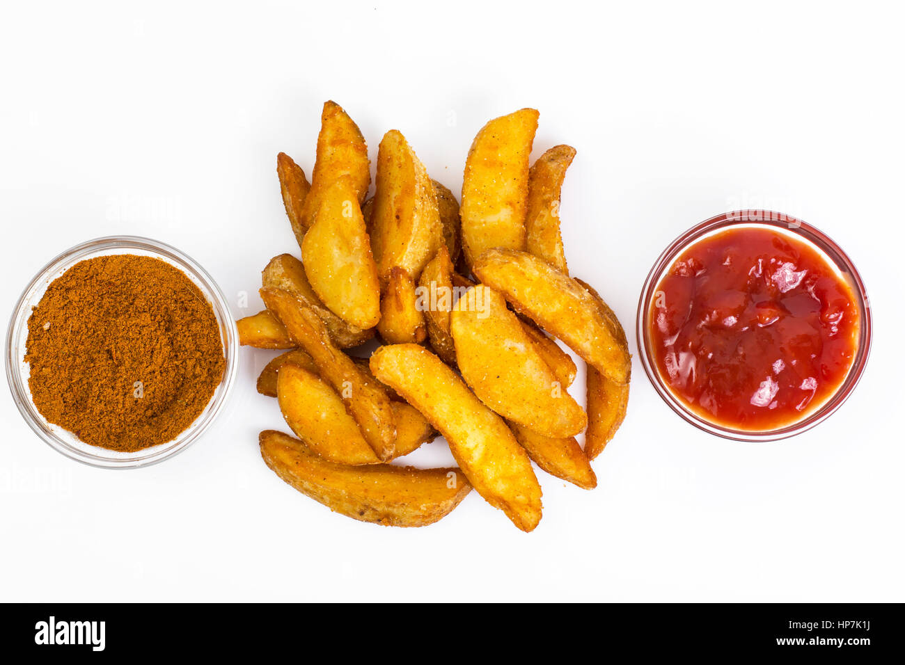 Fast food, potato slices on white background. Studio Photo Stock Photo ...