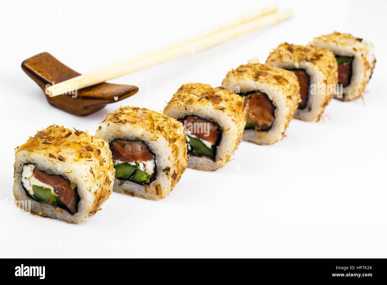 Japanese food rolls with fish and avocado. Studio Photo Stock Photo - Alamy