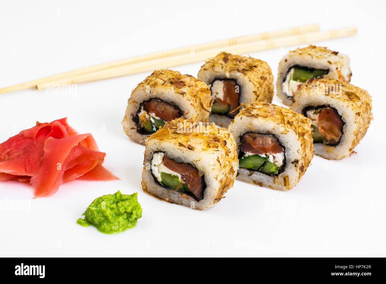 Japanese food rolls with fish and avocado. Studio Photo Stock Photo - Alamy
