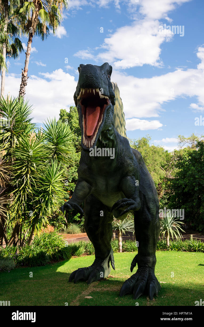 Roaring front standing Spinosaurus display model in Perth Zoo as part ...