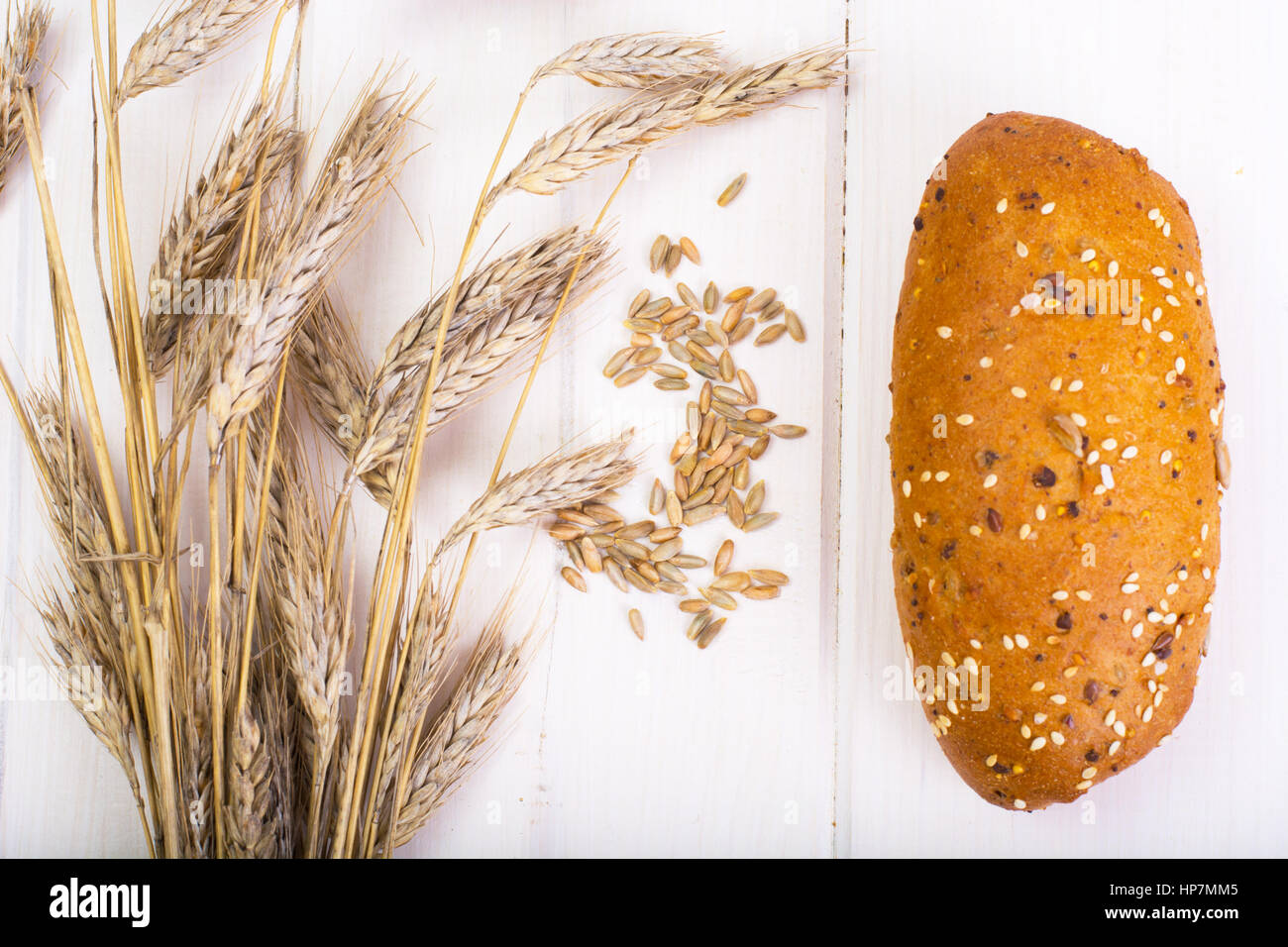 Wheat rye bread with flax seeds, chia, sesame. Studio Photo Stock Photo ...