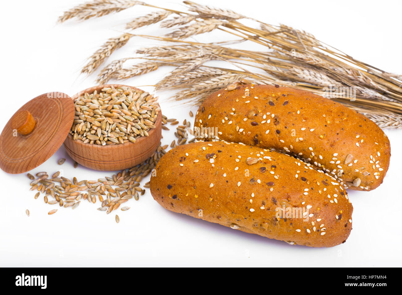 Wheat rye bread with flax seeds, chia, sesame. Studio Photo Stock Photo ...