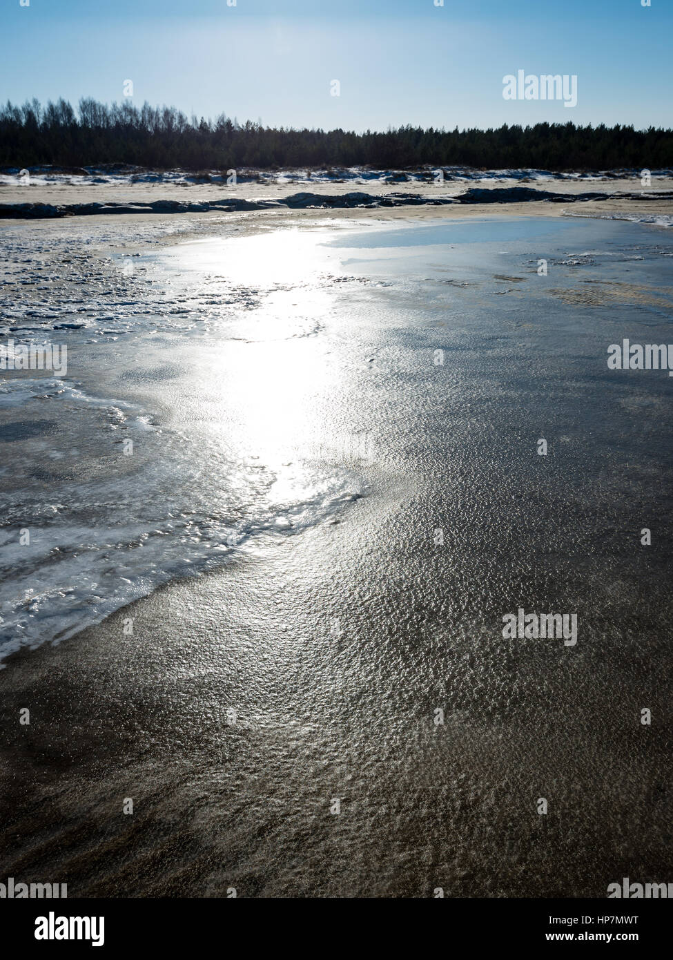 frozen sand with ice blocks. abstract texture in natural beach Stock ...