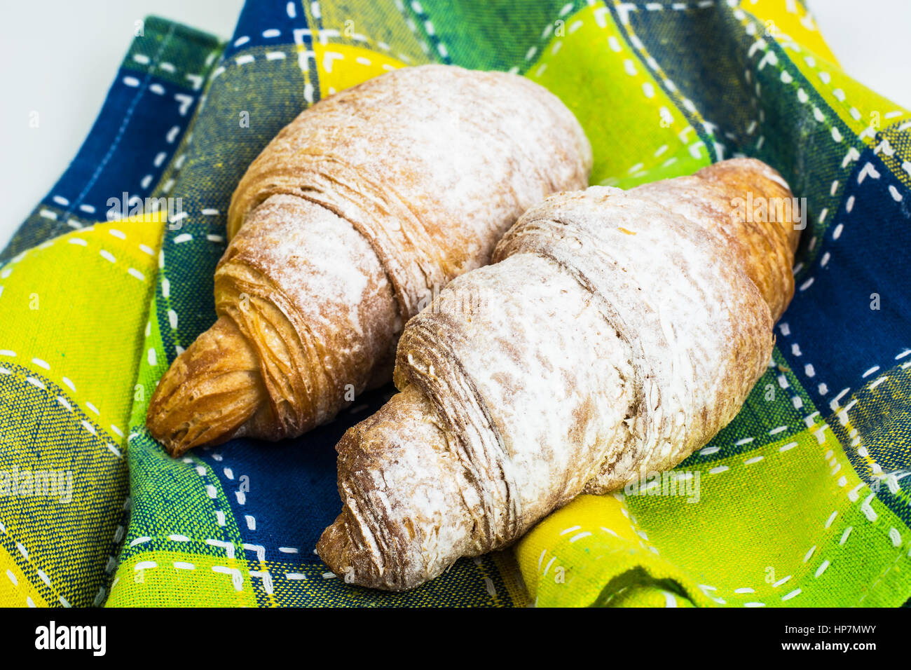 Fresh warm croissants on white background. Studio Photo Stock Photo - Alamy
