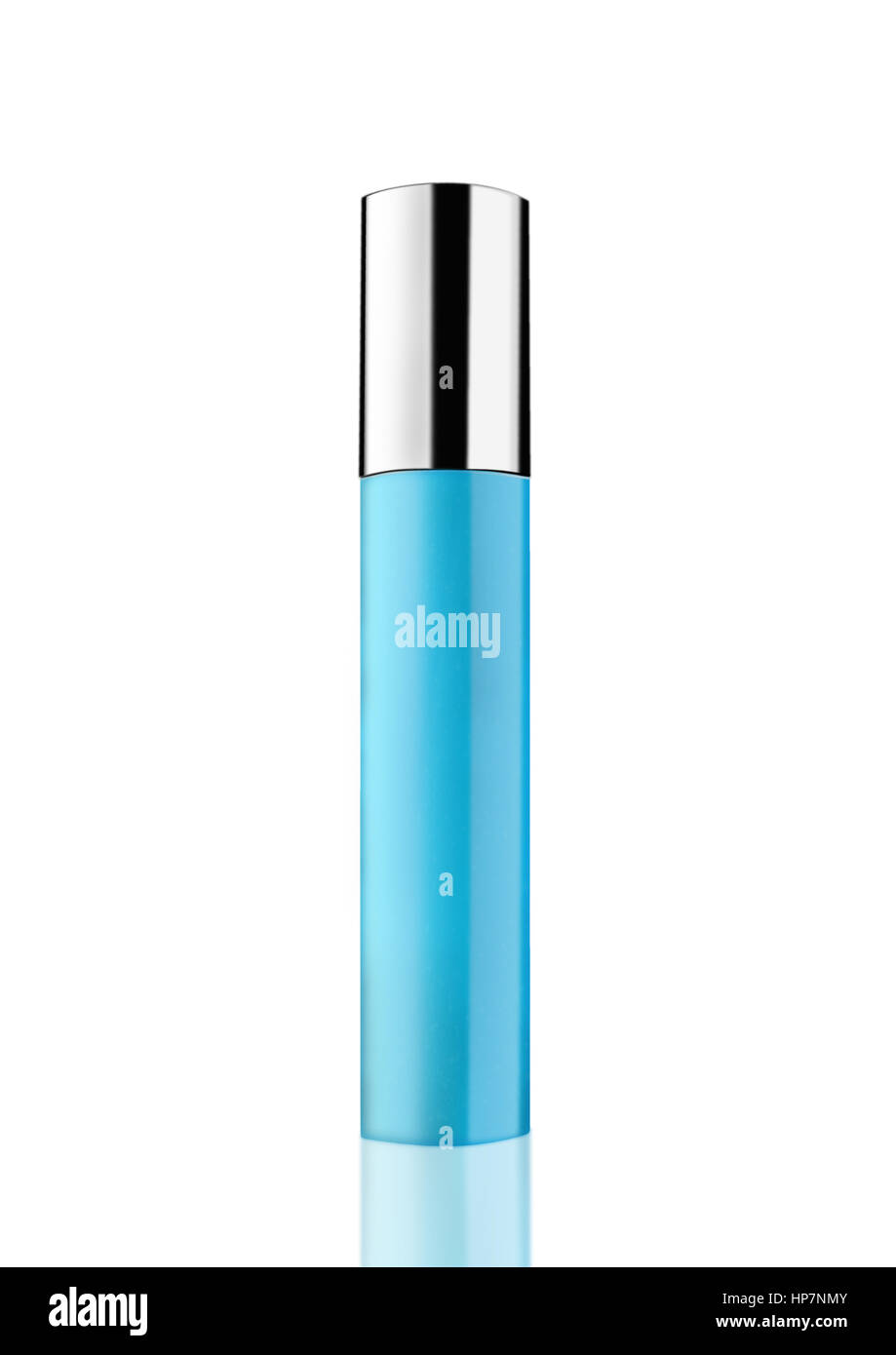 Blue container with cosmetics skin care foundation or liquid lipstick ...