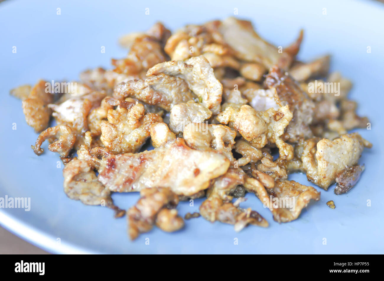 deep fried pork with garlic dish , fried pork Stock Photo - Alamy