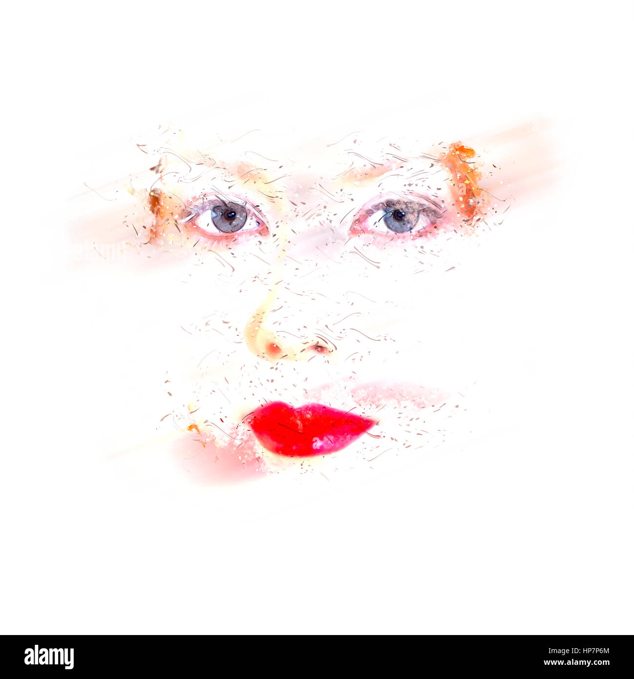 Illustration of a woman face on white background Stock Photo - Alamy