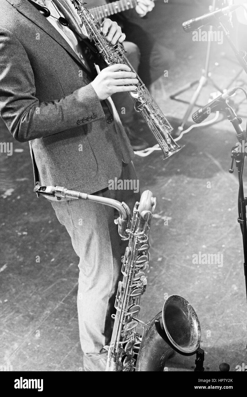 Woodwind instrument playing Black and White Stock Photos & Images - Alamy