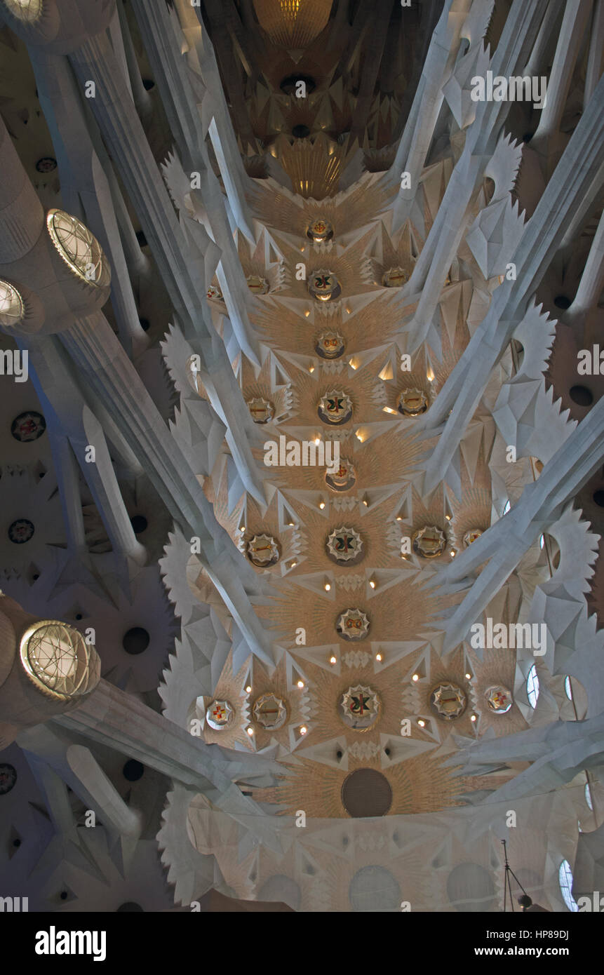 Ceiling Antoni Gaudi Sagrada Familia Church Passion Spain Europe Stock ...