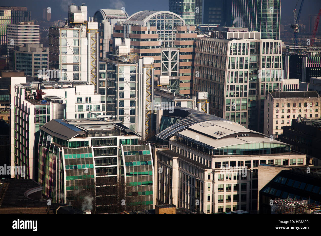 rooftop view over London on a foggy day from St Paul's cathedral, UK ...