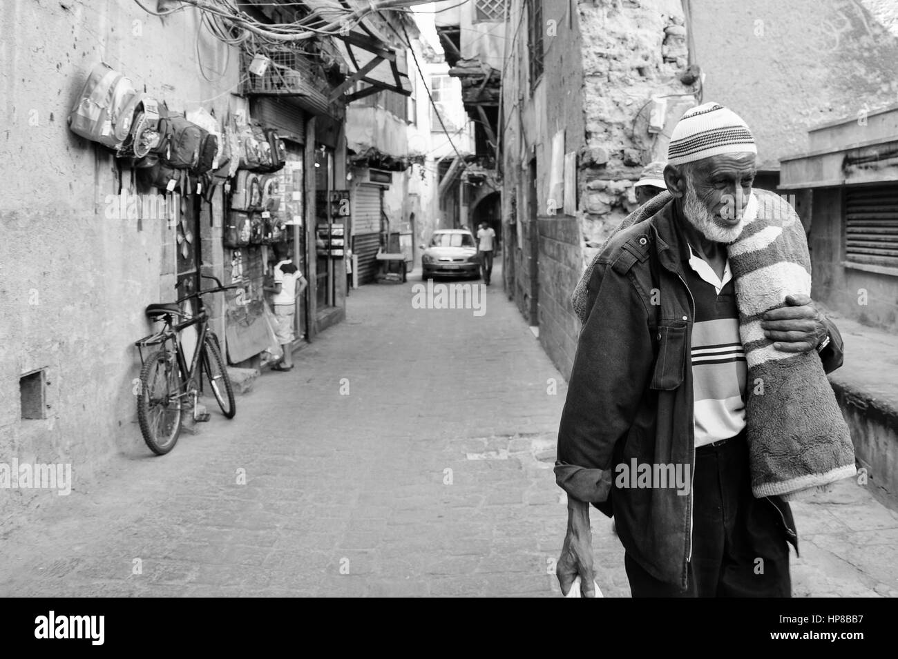 Damascus, Syria - May 09, 2010: Old bazaar in damascus before the war ...