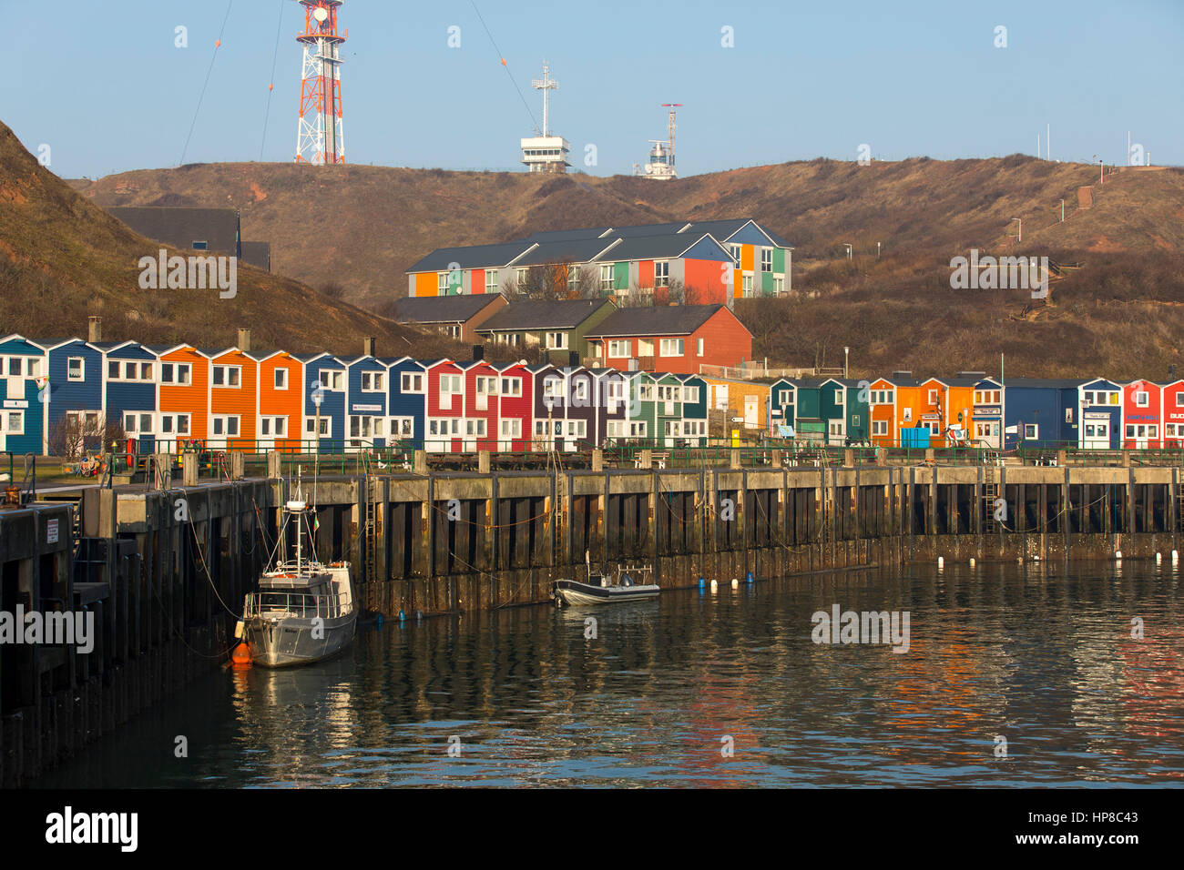 Helgoland, a German Island in the North Sea, offshore, harbor with ...