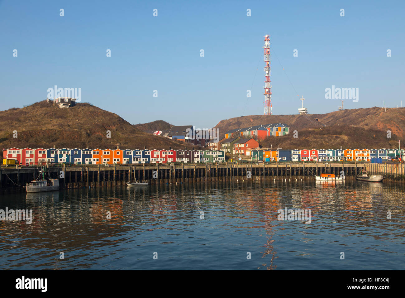 Helgoland, a German Island in the North Sea, offshore, harbor with ...