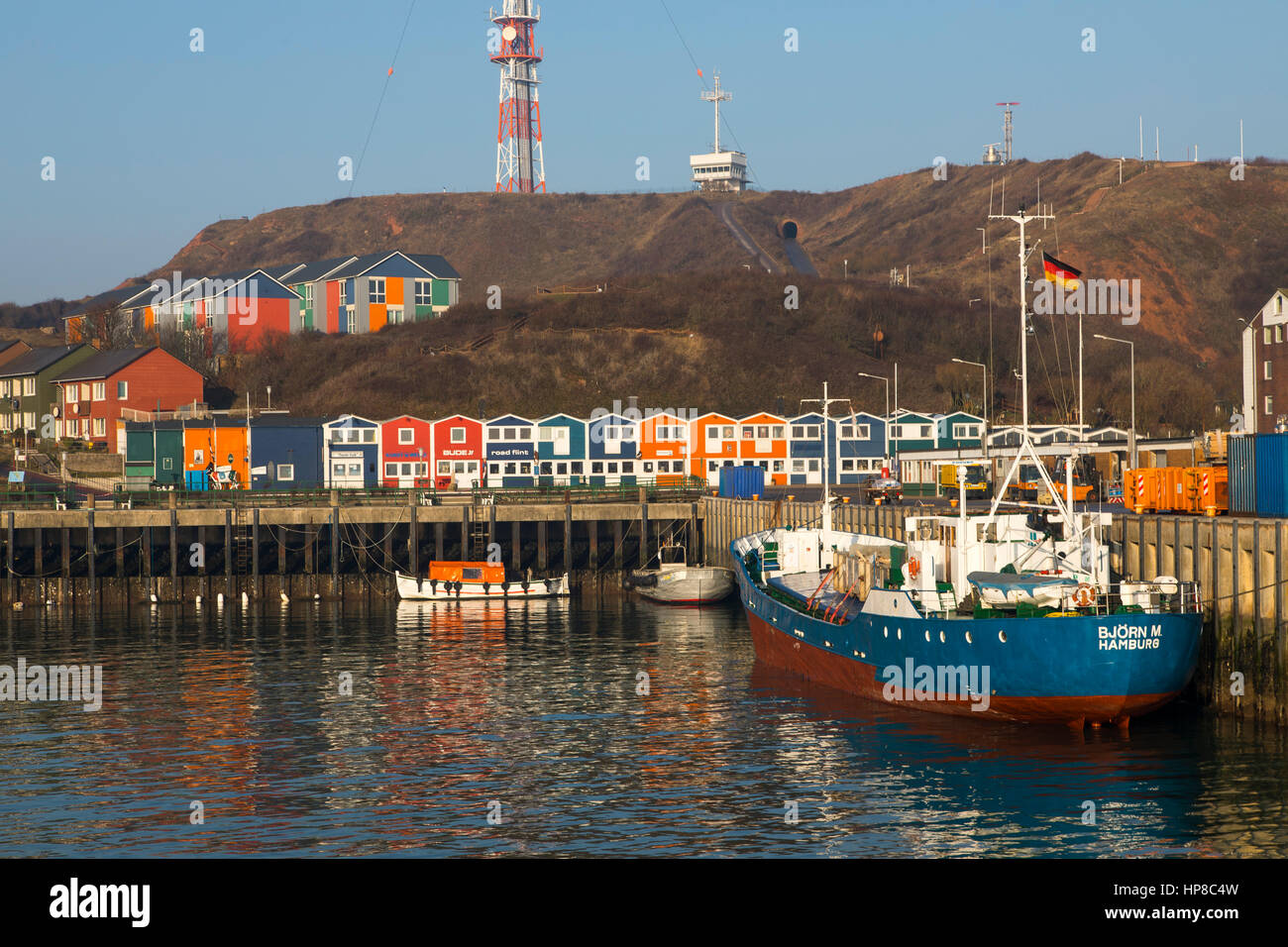 Helgoland, a German Island in the North Sea, offshore, harbor with ...