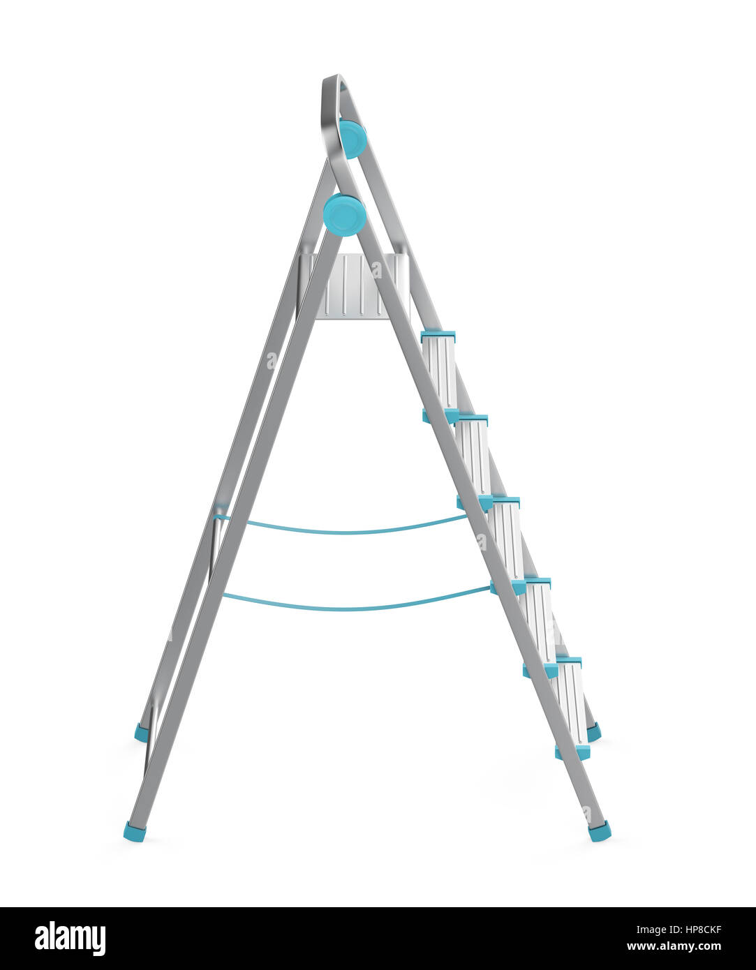 Unfolded aluminum ladder on white background Stock Photo - Alamy