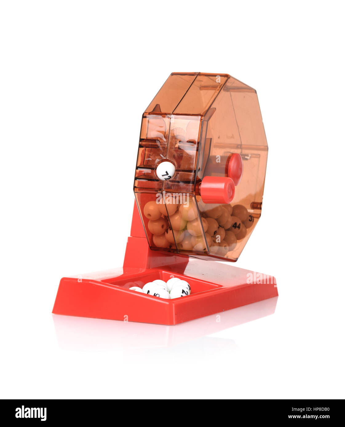 Bingo balls in plastic cage isolated on white background Stock Photo ...