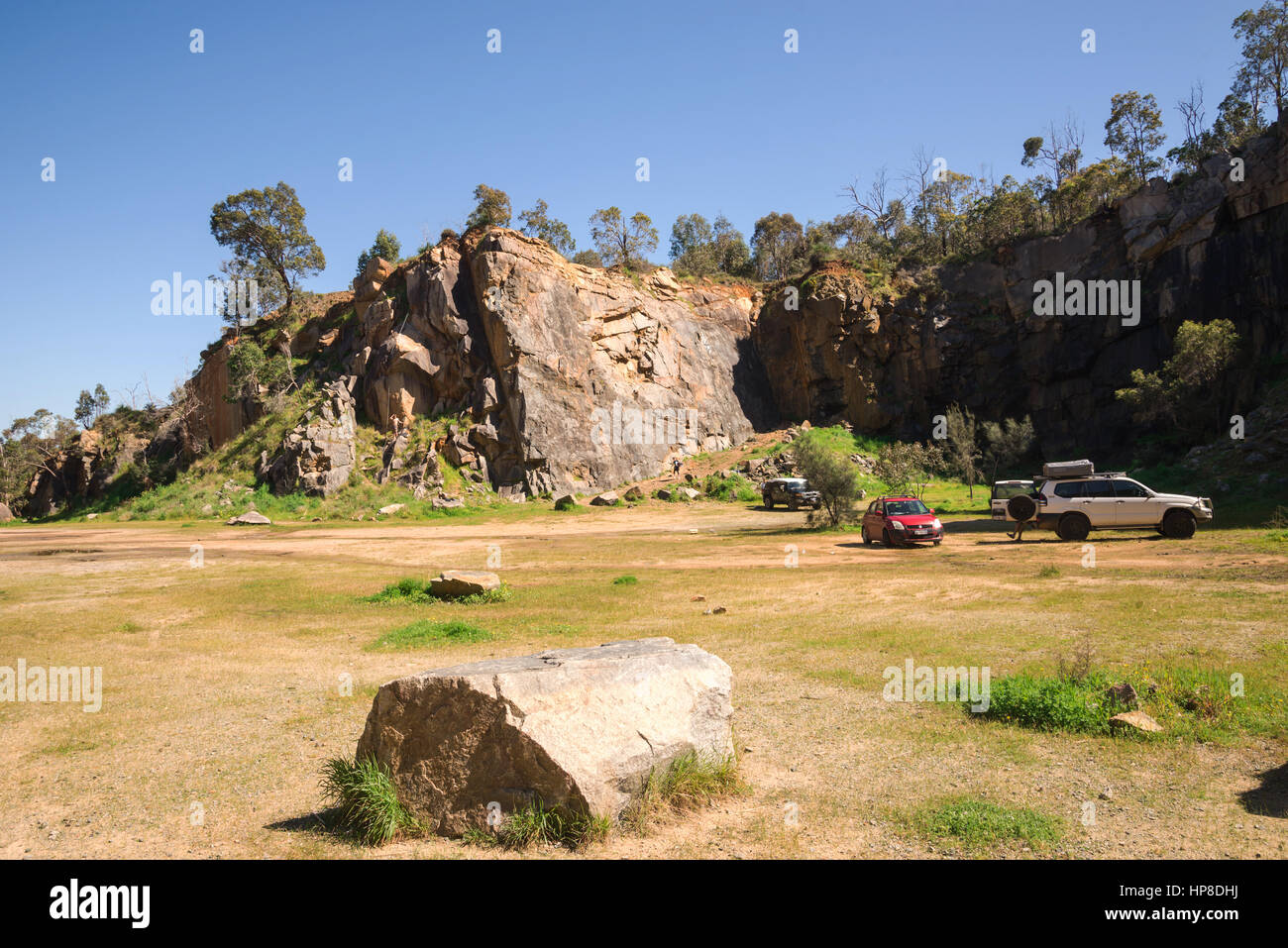 A climbing wall and cars parked at Mountain Quarry in Greenmount ...