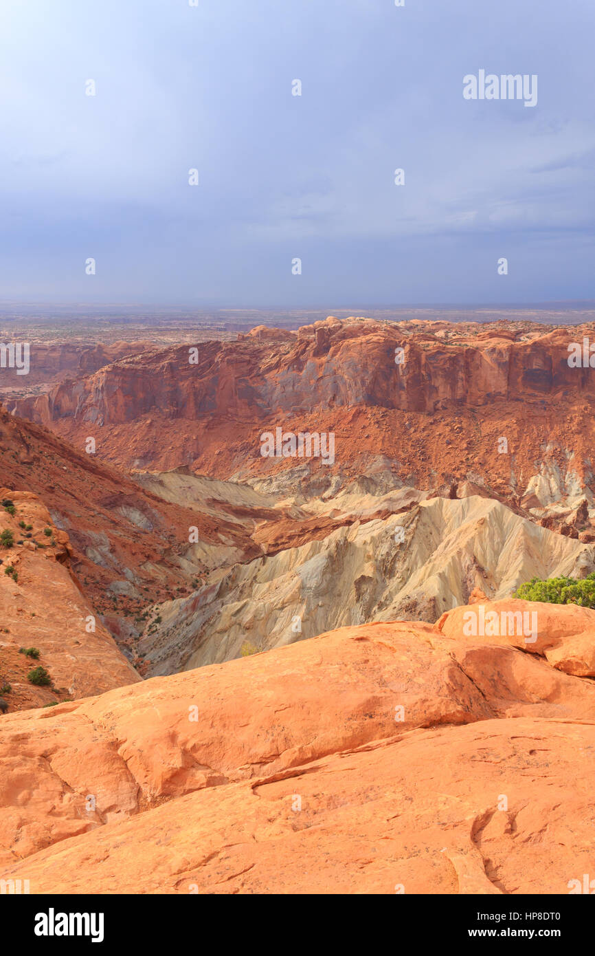 Panorama from Canyonlands National Park, USA. Upheaval Dome viewpoint ...