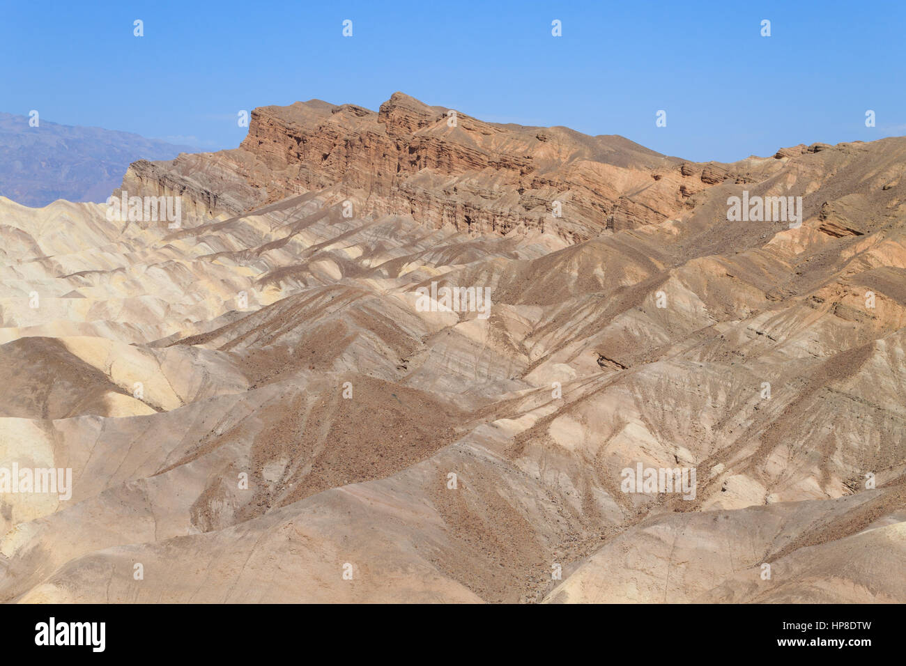 View from Zabriskie Point, California, USA. Desert panorama. Geological ...