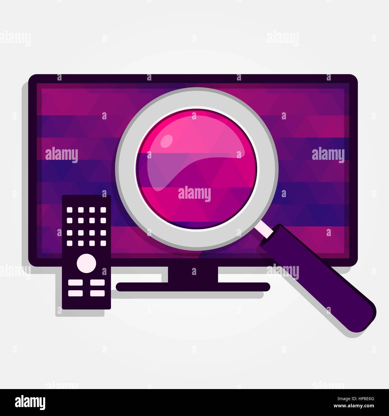 Magnifying glass enlarge the colorful screen of a TV Stock Vector Image ...